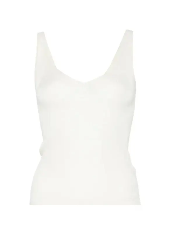 Eric Bompard Ribbed V-neck Tank Top - Neutrals