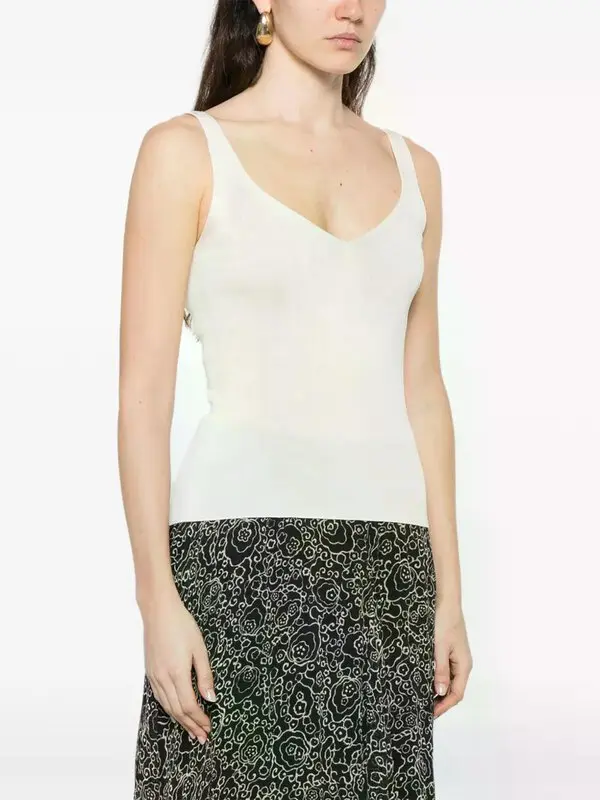 Eric Bompard Ribbed V-neck Tank Top - Neutrals