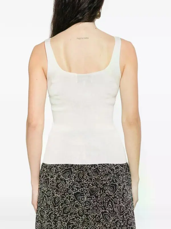 Eric Bompard Ribbed V-neck Tank Top - Neutrals