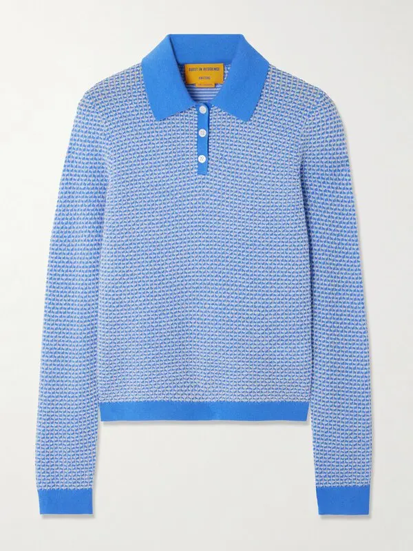 Guest In Residence Cashmere-piqué Polo Shirt - Blue