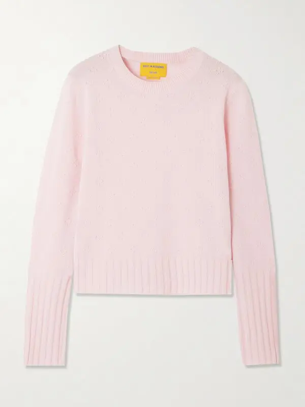 Guest In Residence Cropped Cashmere Sweater With Popcorn Stitching - Pink