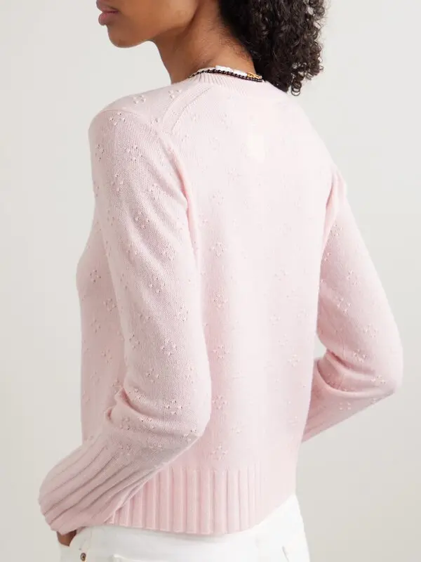 Guest In Residence Cropped Cashmere Sweater With Popcorn Stitching