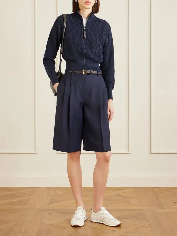 Brunello Cucinelli Embellished Cotton-blend Zip-up Cardigan