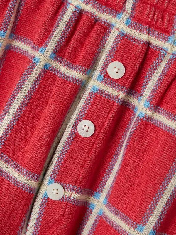 Guest In Residence Picnic Checked Silk And Linen-blend Jacquard Shorts - Red