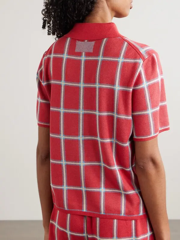 Guest In Residence Checked Silk And Linen-blend Jacquard Shirt - Red