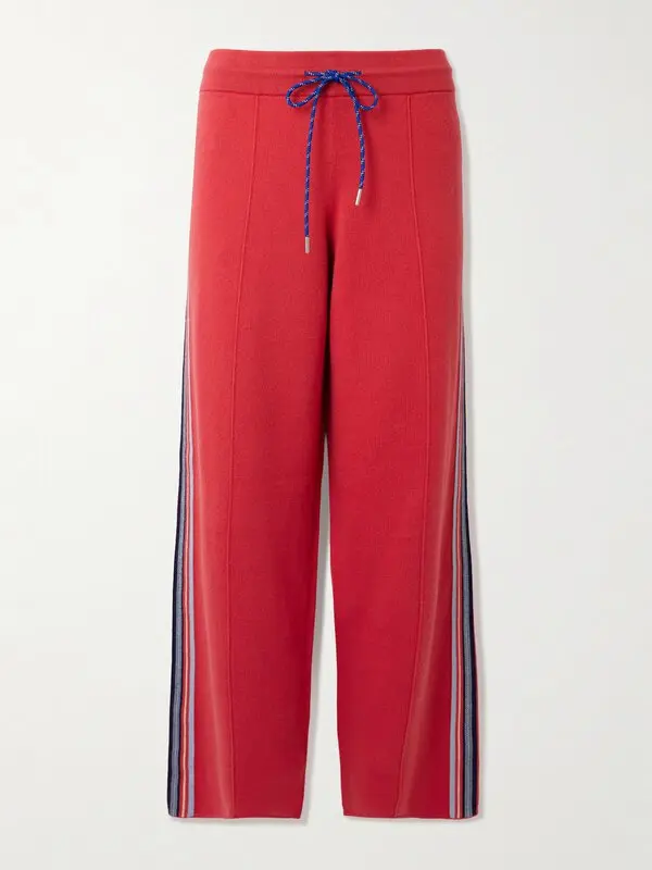 Guest In Residence Striped Cotton-blend Track Pants - Red