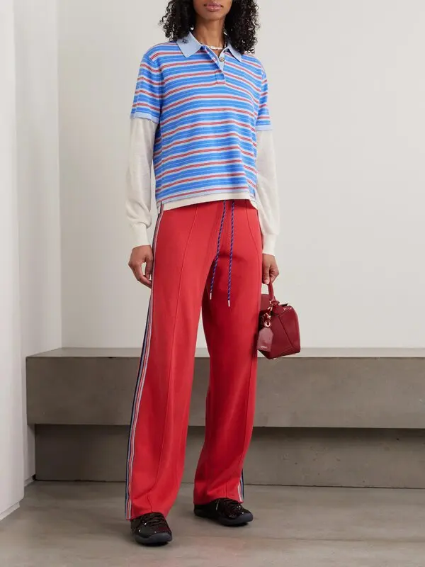 Guest In Residence Striped Cotton-blend Track Pants - Red