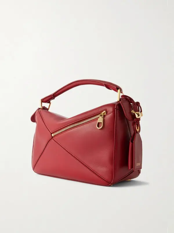 Loewe Featherlight Puzzle Small Textured-leather Shoulder Bag - Burgundy
