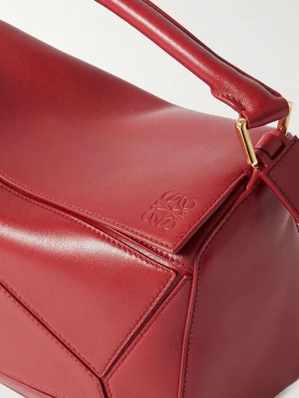 Loewe Featherlight Puzzle Small Textured-leather Shoulder Bag - Burgundy