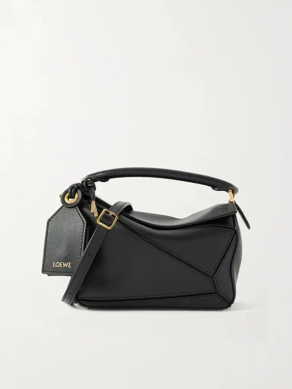 Loewe Featherlight Puzzle Mini Textured-leather Shoulder Bag - Black