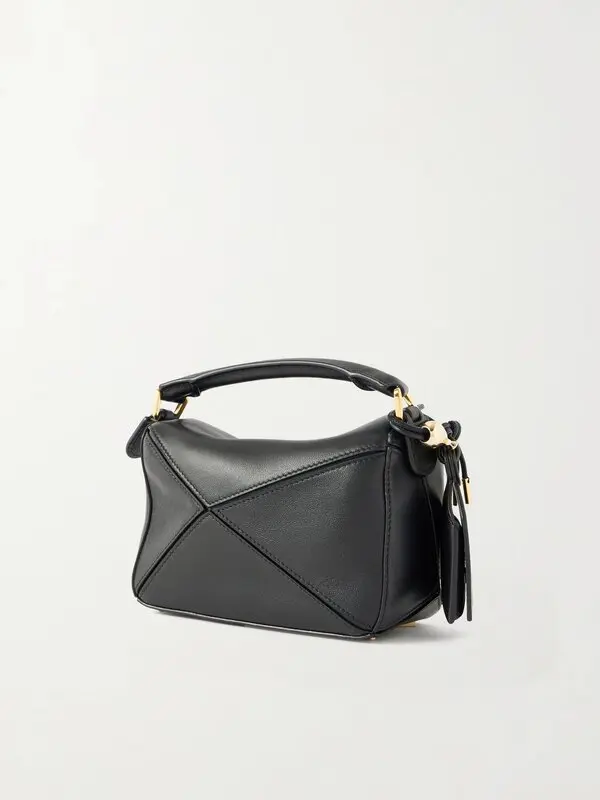 Loewe Featherlight Puzzle Mini Textured-leather Shoulder Bag - Black