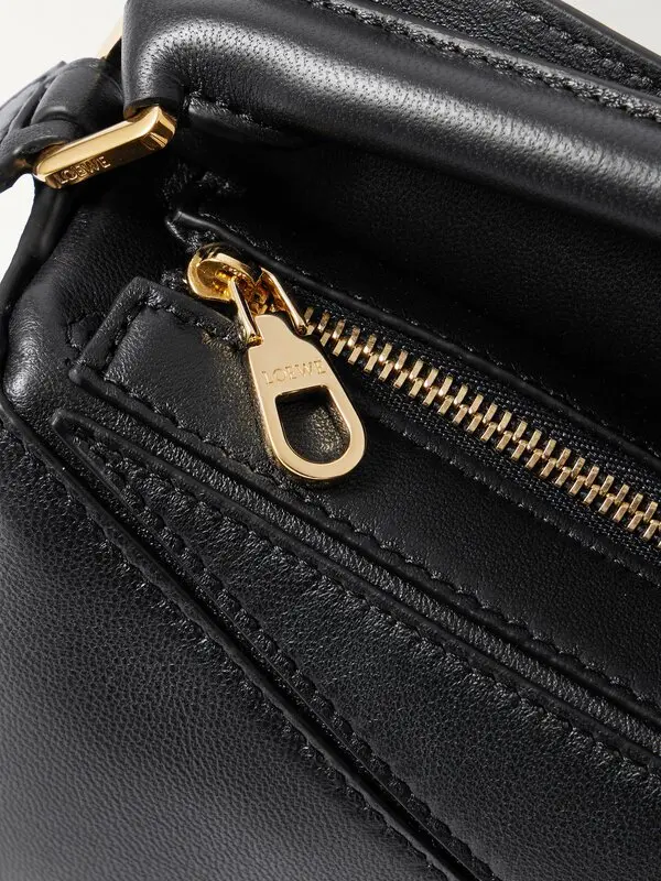 Loewe Featherlight Puzzle Mini Textured-leather Shoulder Bag - Black
