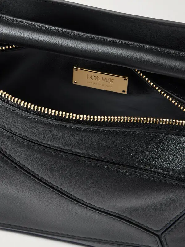 Loewe Featherlight Puzzle Mini Textured-leather Shoulder Bag - Black