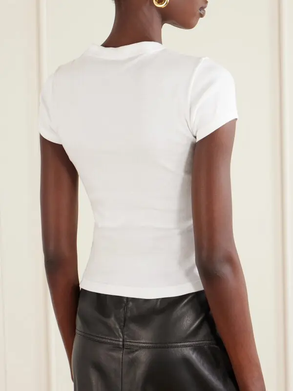 Saint Laurent Cropped Ribbed T-shirt