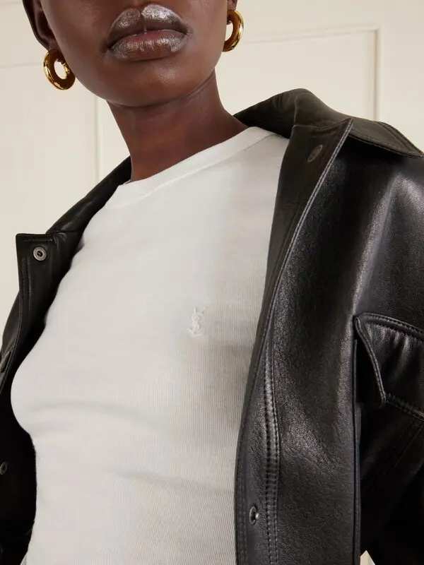 Saint Laurent Cropped Ribbed T-shirt