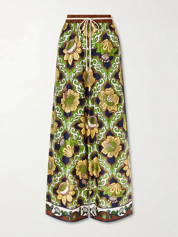 ALEMAIS Liana Printed Silk-twill Wide-leg Trousers - Multi