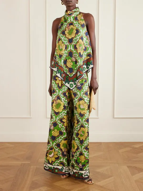ALEMAIS Liana Printed Silk-twill Wide-leg Trousers - Multi