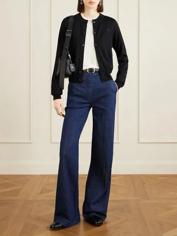 AMI Paris Embroidered Wool Cardigan