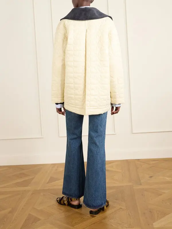 GANNI Quilted Corduroy-trimmed Shell Jacket