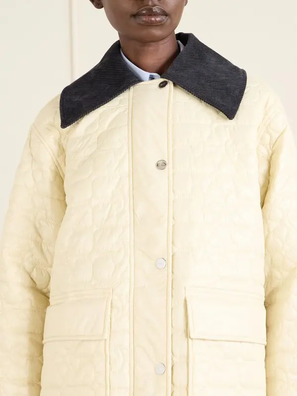 GANNI Quilted Corduroy-trimmed Shell Jacket