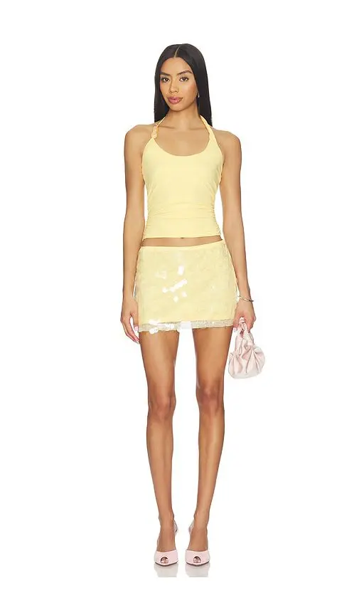 SNDYS. Lexie Twist Halter Tank Top