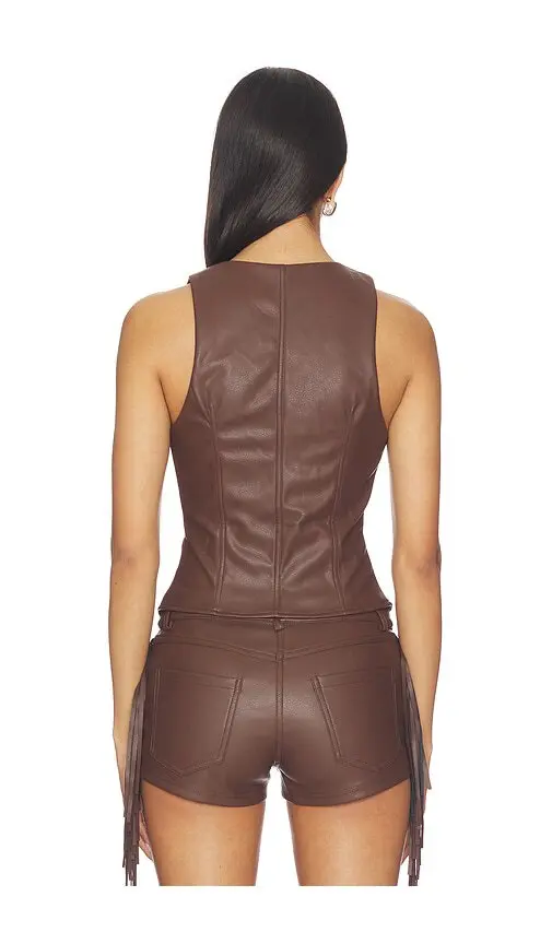 Superdown Faux Leather Vest - Brown