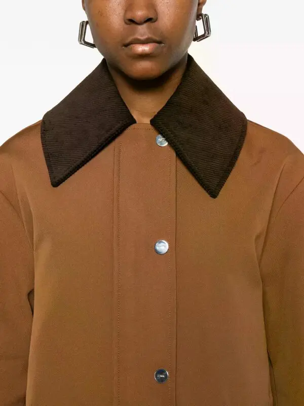 GANNI Corduroy-collar Pocket Jacket - Brown