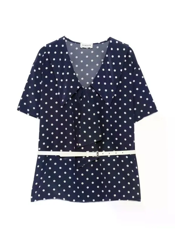 P.a.r.o.s.h Polka-dot Blouse With Tie Detail - Blue