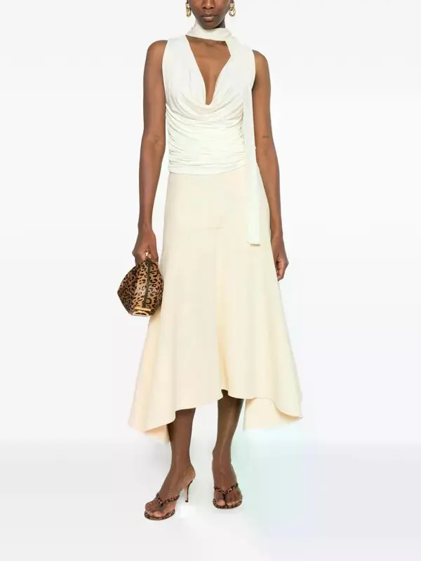 Plan C Asymmetric Hem Skirt - Neutrals