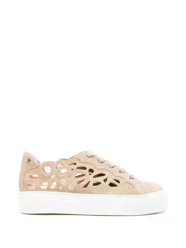Agl Cut-out Sneakers With Ribbon Laces - Neutrals