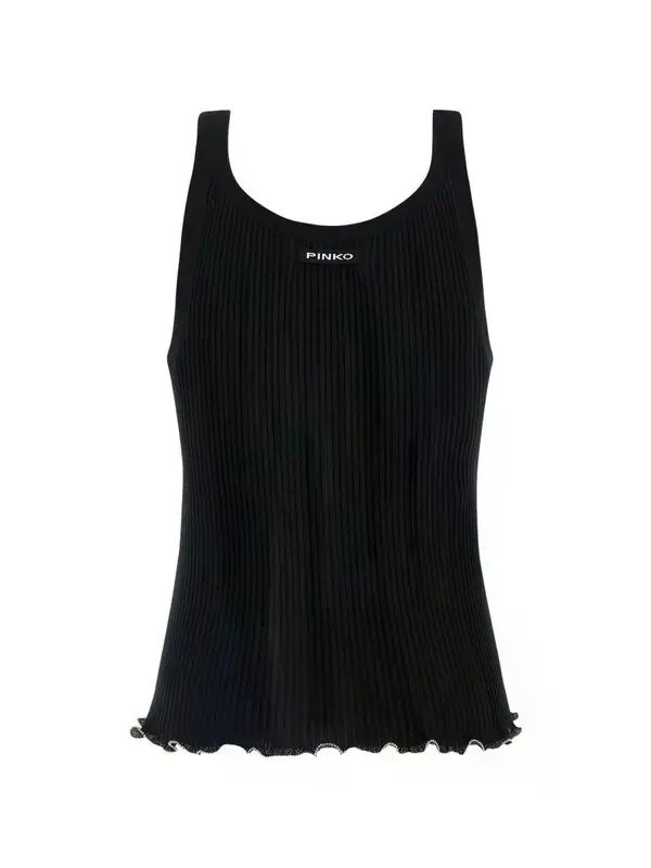 Pinko Ribbed Beaded V-neck Vest Top