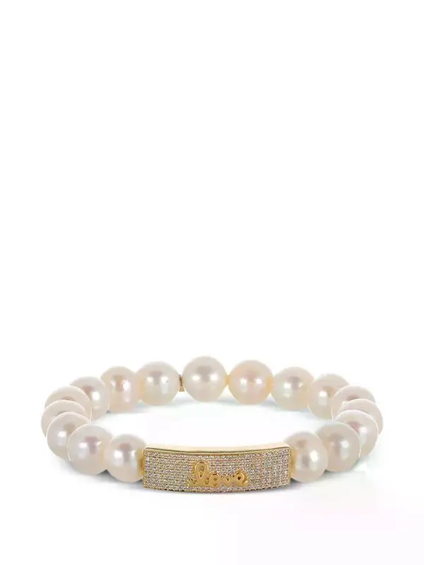 SYDNEY EVAN Love Script Pearl And Diamond Bracelet - Gold