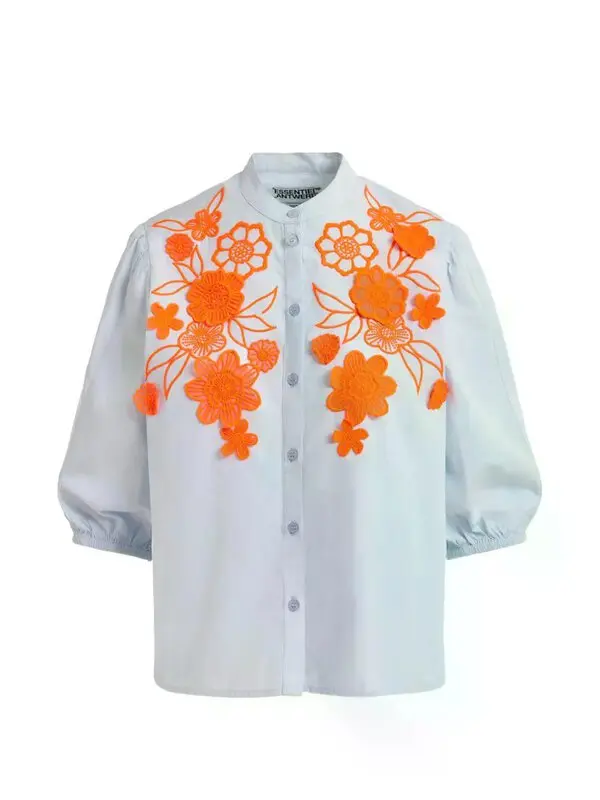 Essentiel Antwerp Floral-embroidered Shirt - Blue
