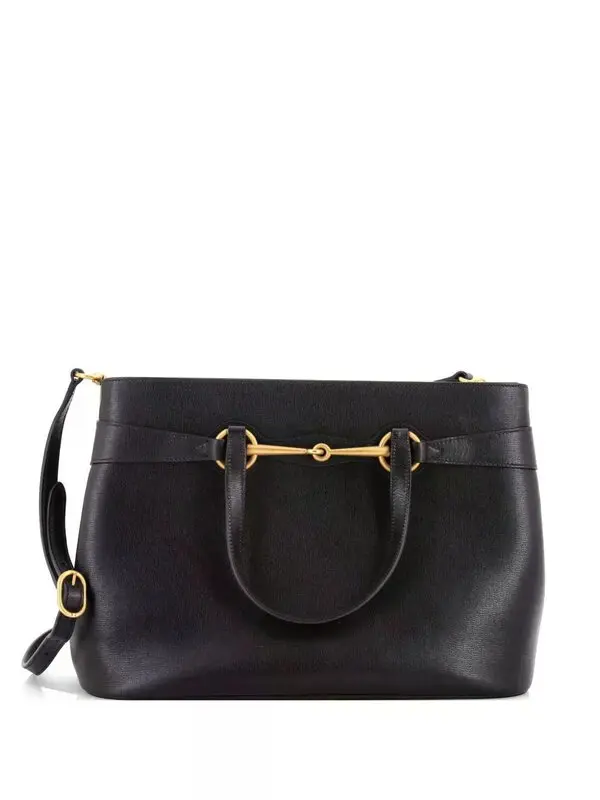 Gucci Bright Bit Convertible Leather Medium Tote Bag - Black
