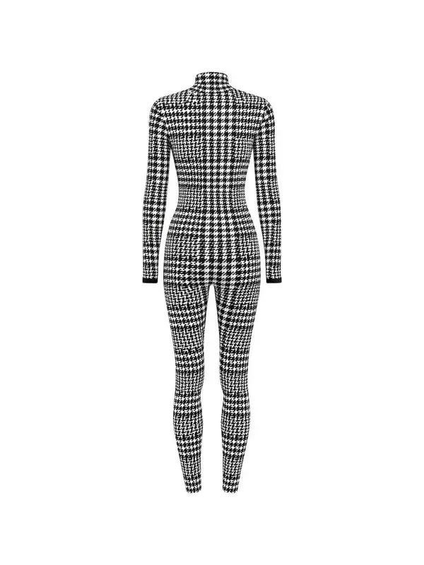 NEWLAND Houndstooth High-neck Fitted Jumpsuit