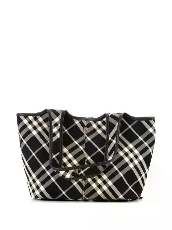 Burberry East-west Vintage Check Canvas Small Tote Bag - Black