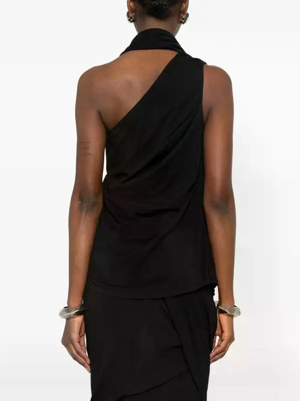 ENTIRE STUDIOS Asymmetrical Draped One-shoulder Top - Black