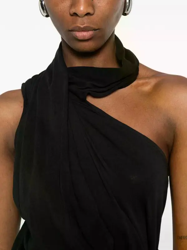 ENTIRE STUDIOS Asymmetrical Draped One-shoulder Top - Black