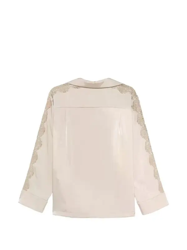 P.a.r.o.s.h Lace-detail Long-sleeve Shirt - Neutrals