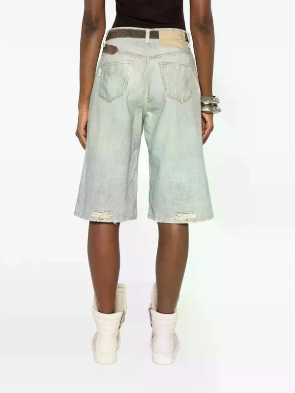 HAIKURE Printed Belted Denim Shorts