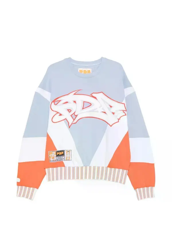 PDF Graphic-print Colour-block Sweatshirt - Blue