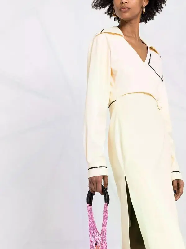 Nanushka Contrast Stitch Wrap Midi Dress