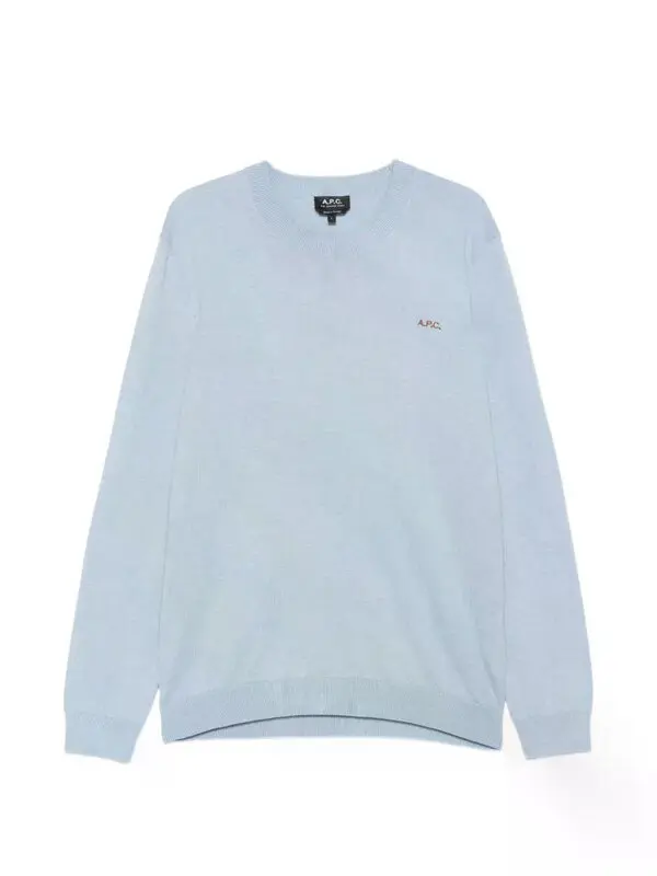 A.p.c. Crew Neck Logo Sweater - Blue