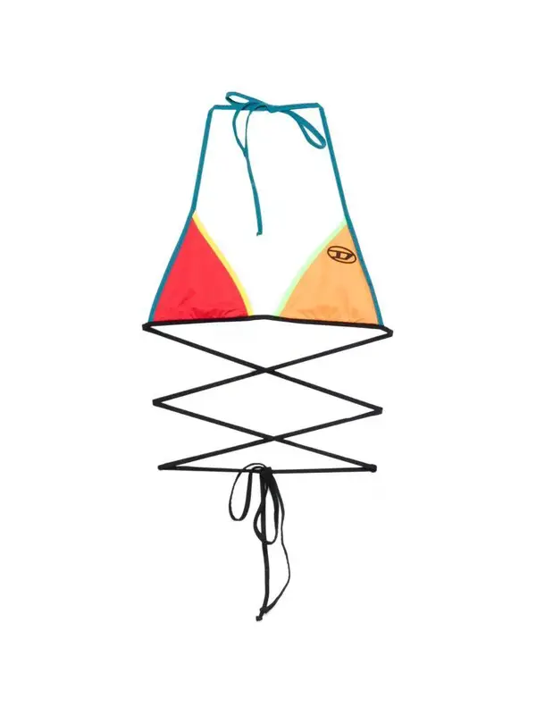 DIESEL® Logo Detail Triangle Bikini Top - Red