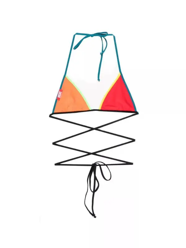 DIESEL® Logo Detail Triangle Bikini Top - Red