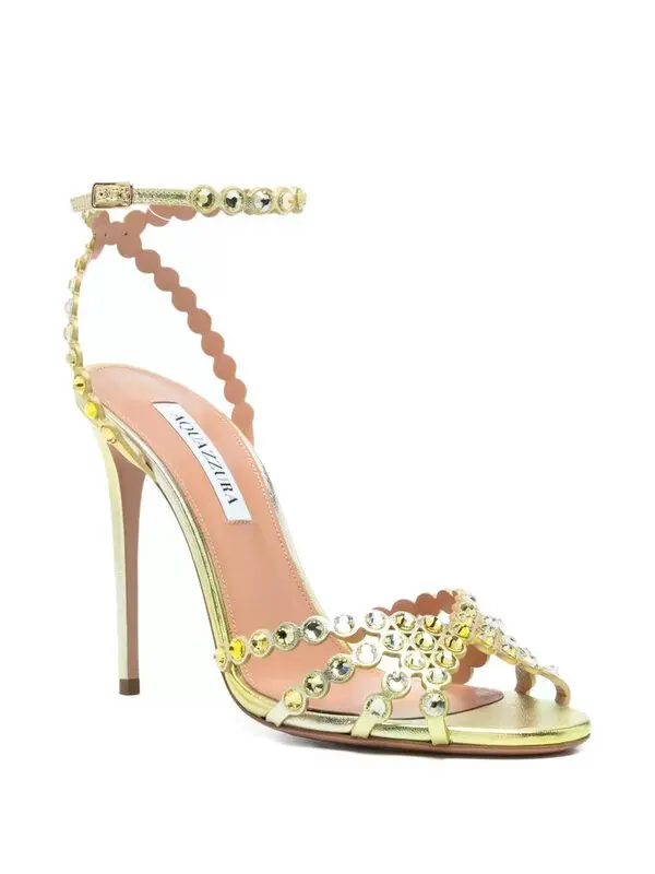 AQUAZZURA Embellished Ankle Strap Sandals - Yellow
