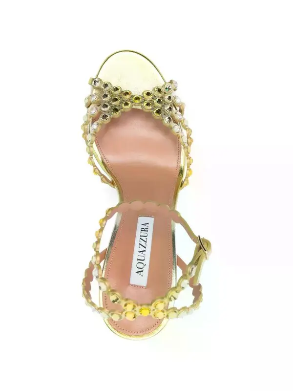 AQUAZZURA Embellished Ankle Strap Sandals - Yellow