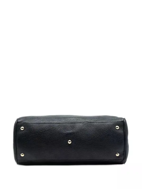 Gucci Calfskin Bamboo Shopper Satchel - Black