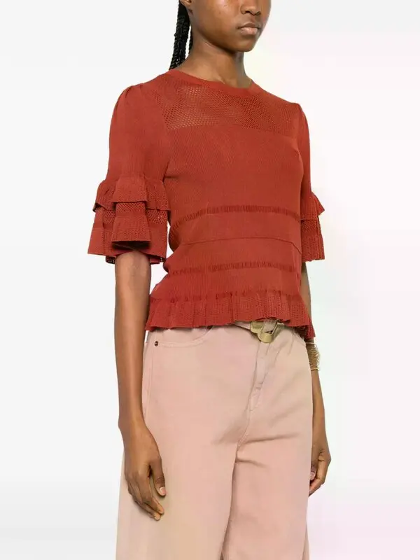 TWINSET Ruffled Knit Top - Brown