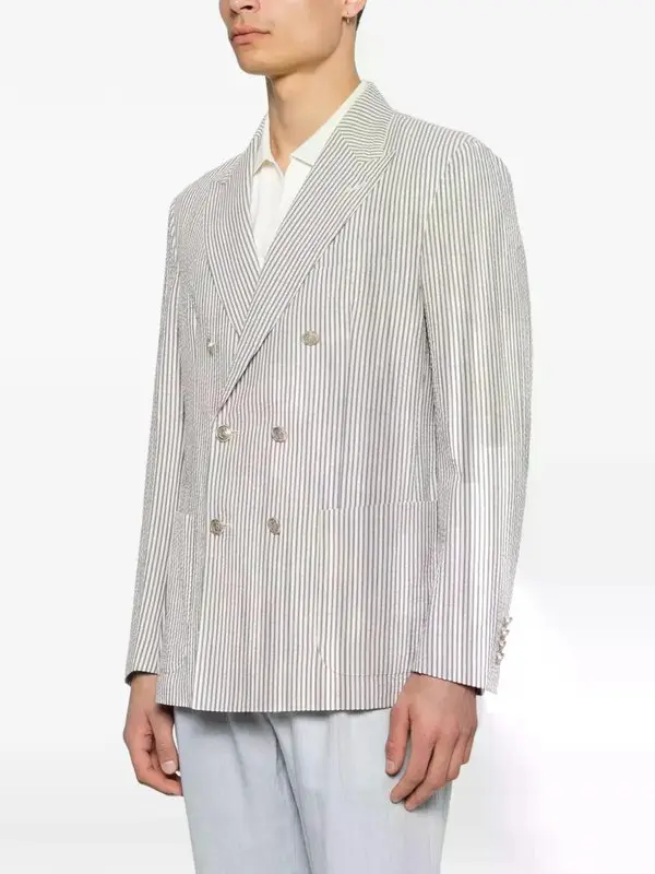Eleventy Striped Double-breasted Blazer - Blue